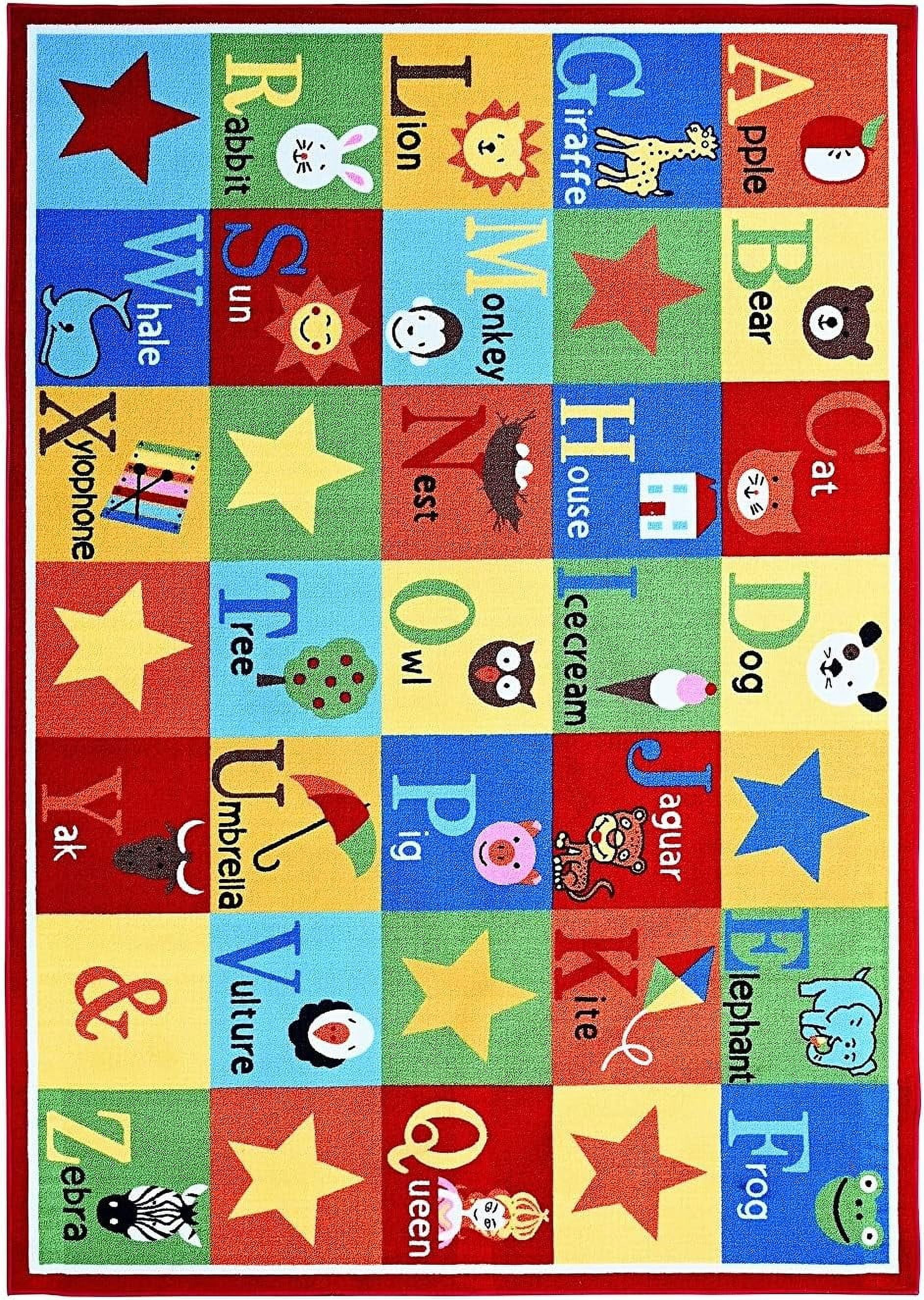 Ambient Rugs 745 ABC With Animal 6'6"x9'2" Area Rug for Kids ...