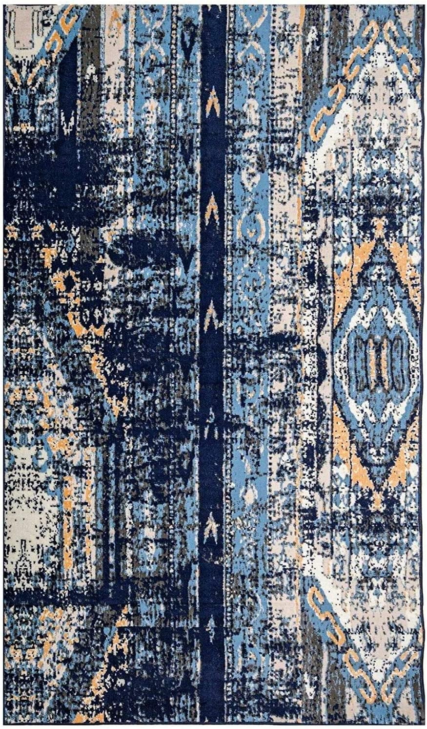 Ambient Rugs Abstract Design Area Rug - 2 ft. x 4 ft., Navy, Bohemian ...