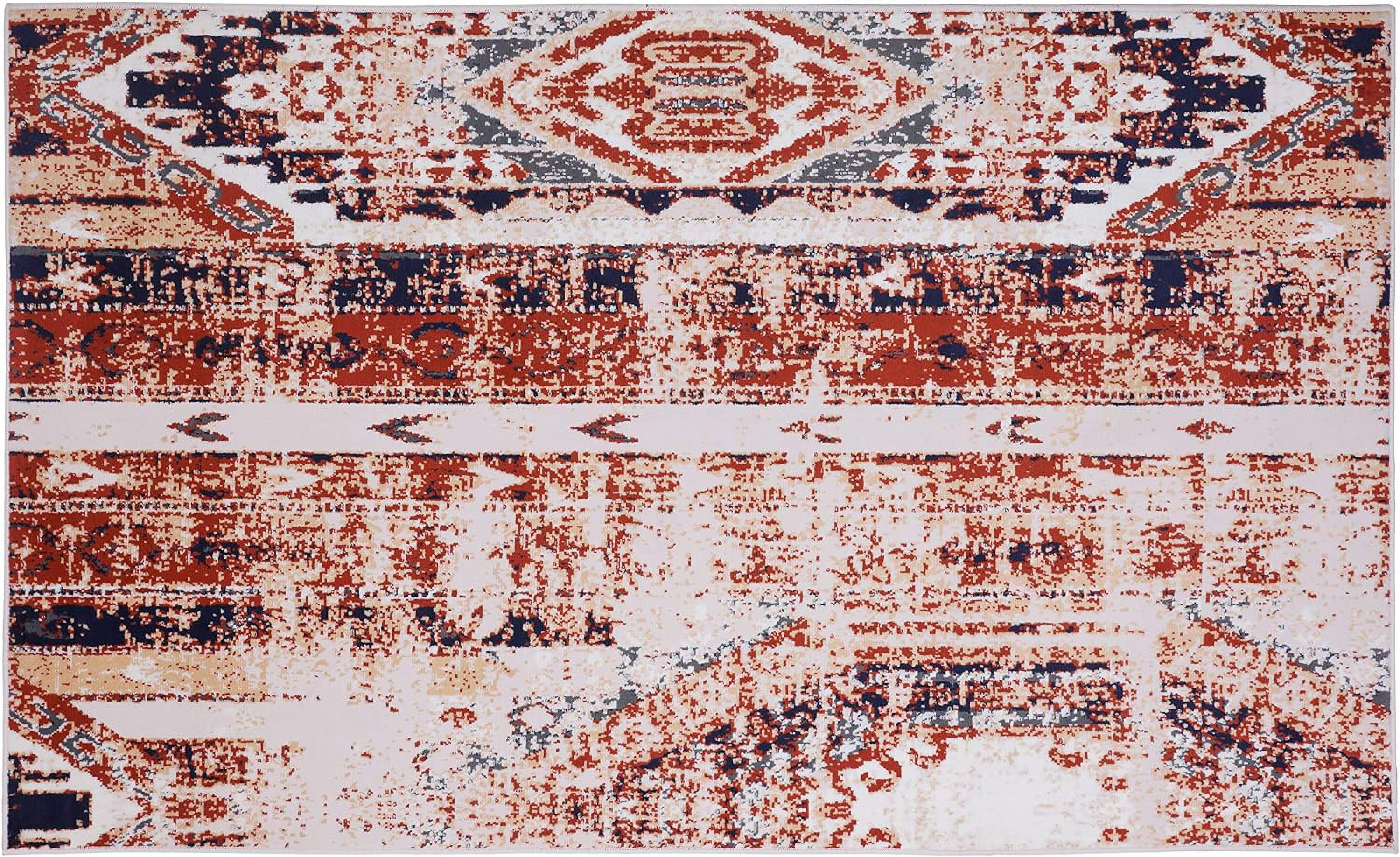 Ambient Rugs Abstract Design Area Rug - 2 ft. x 4 ft., Peach, Bohemian ...