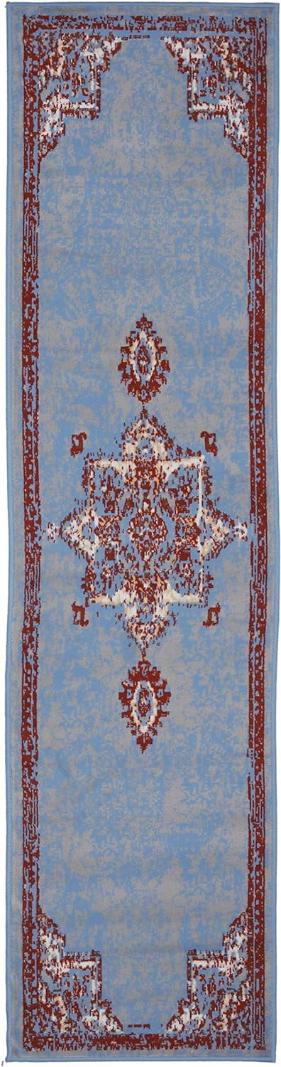 Ambient Rugs Bohemian Runner Rug - 2 ft. x 8 ft., Light Blue, Indoor ...