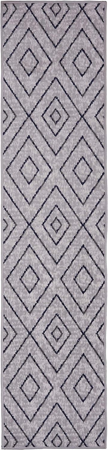 Ambient Rugs Diamond Pattern Area Runner Rug - 2 ft. x 8 ft., Grey ...