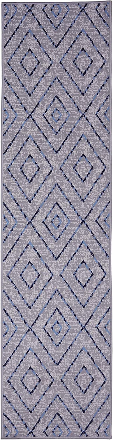 Ambient Rugs Diamond Pattern Area Runner Rug - 2 ft. x 8 ft., Light ...