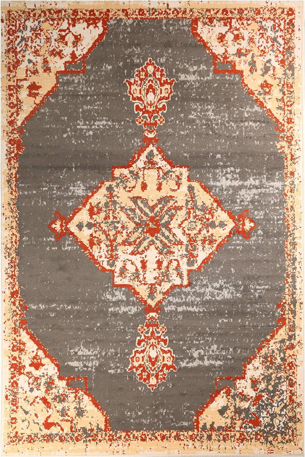 Ambient Rugs Distressed Area Rug - 3 ft. 5 in. x 5 ft. 6 in., Dark Grey ...