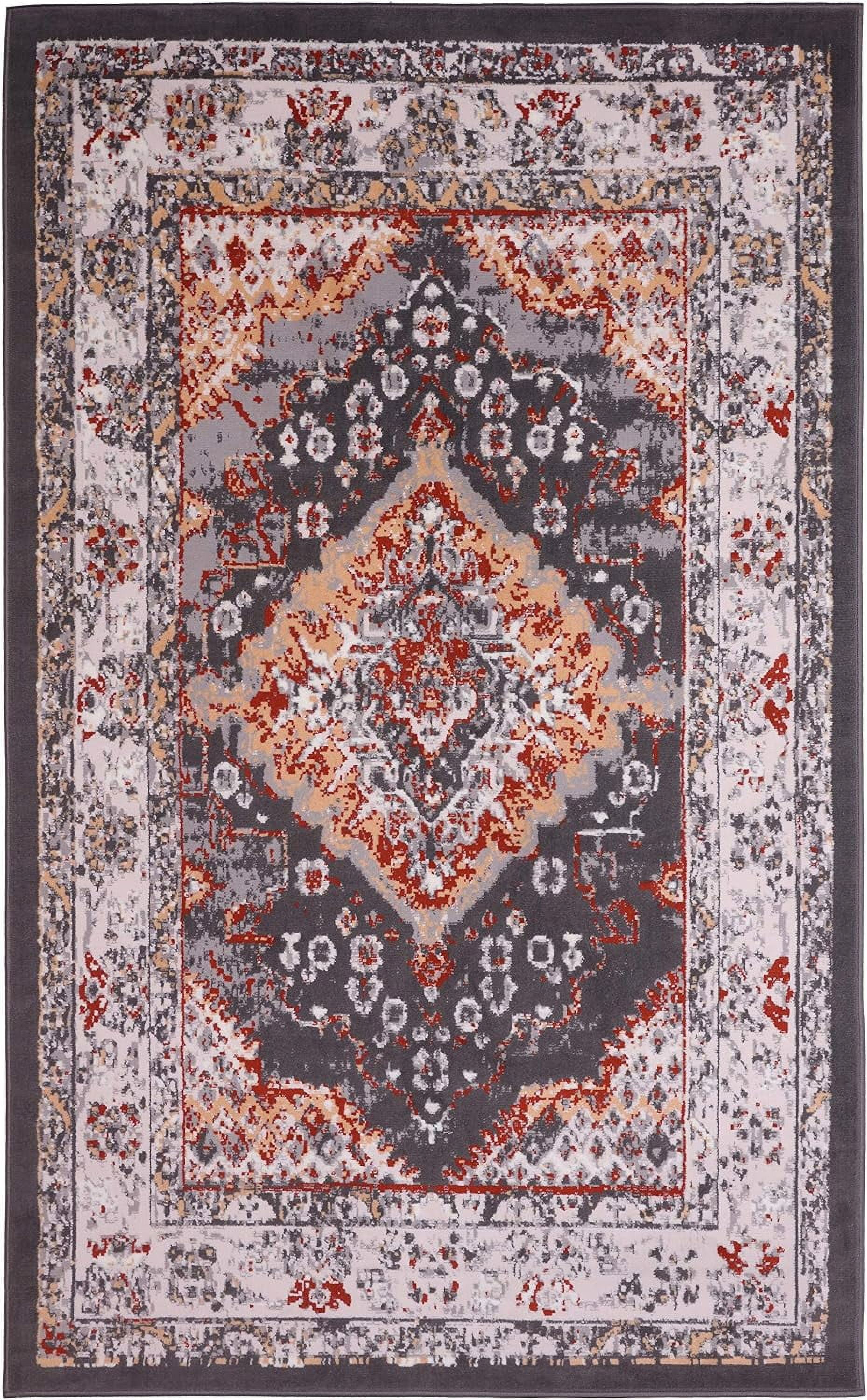 Ambient Rugs Distressed Rug - 5 ft. x 8 ft., Dark Grey, Indoor Rug with ...