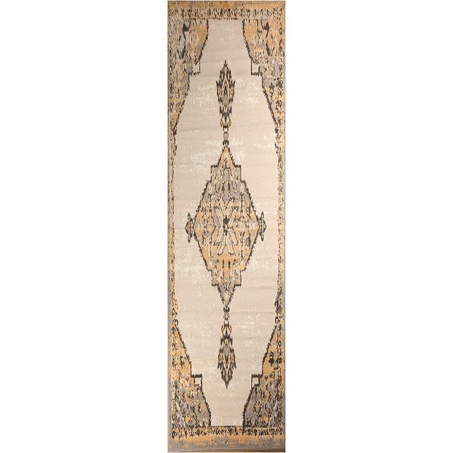 Ambient Rugs Distressed Runner Rug - 2 ft. x 8 ft., Light Grey, Indoor ...