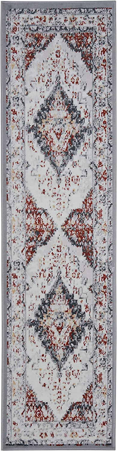 Ambient Rugs Distressed Runner Rug - 2 ft. x 8 ft., Light Grey, Indoor ...