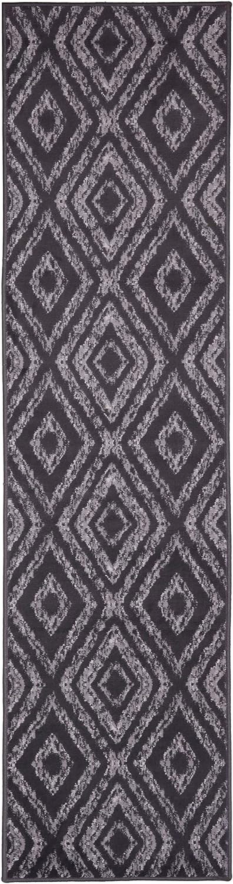 Ambient Rugs Geometric Diamond Runner Rug - 2 ft. x 8 ft., Dark Grey ...