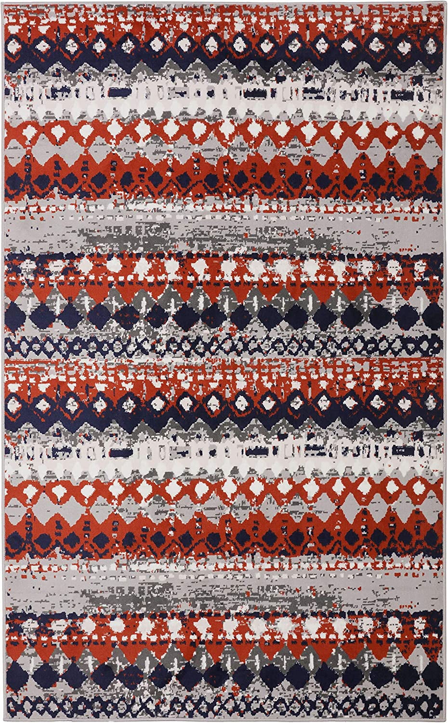 Ambient Rugs Geometric Pattern Rug - 5 ft. x 8 ft., Light Grey, Rustic ...