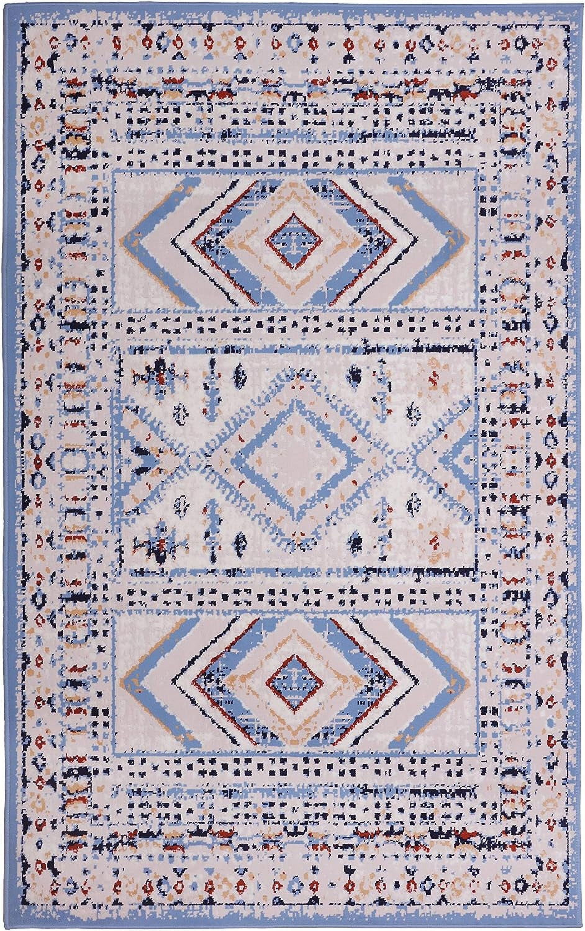 Ambient Rugs Geometric Print Rug - 2 ft. x 4 ft., Light Blue, Trible ...