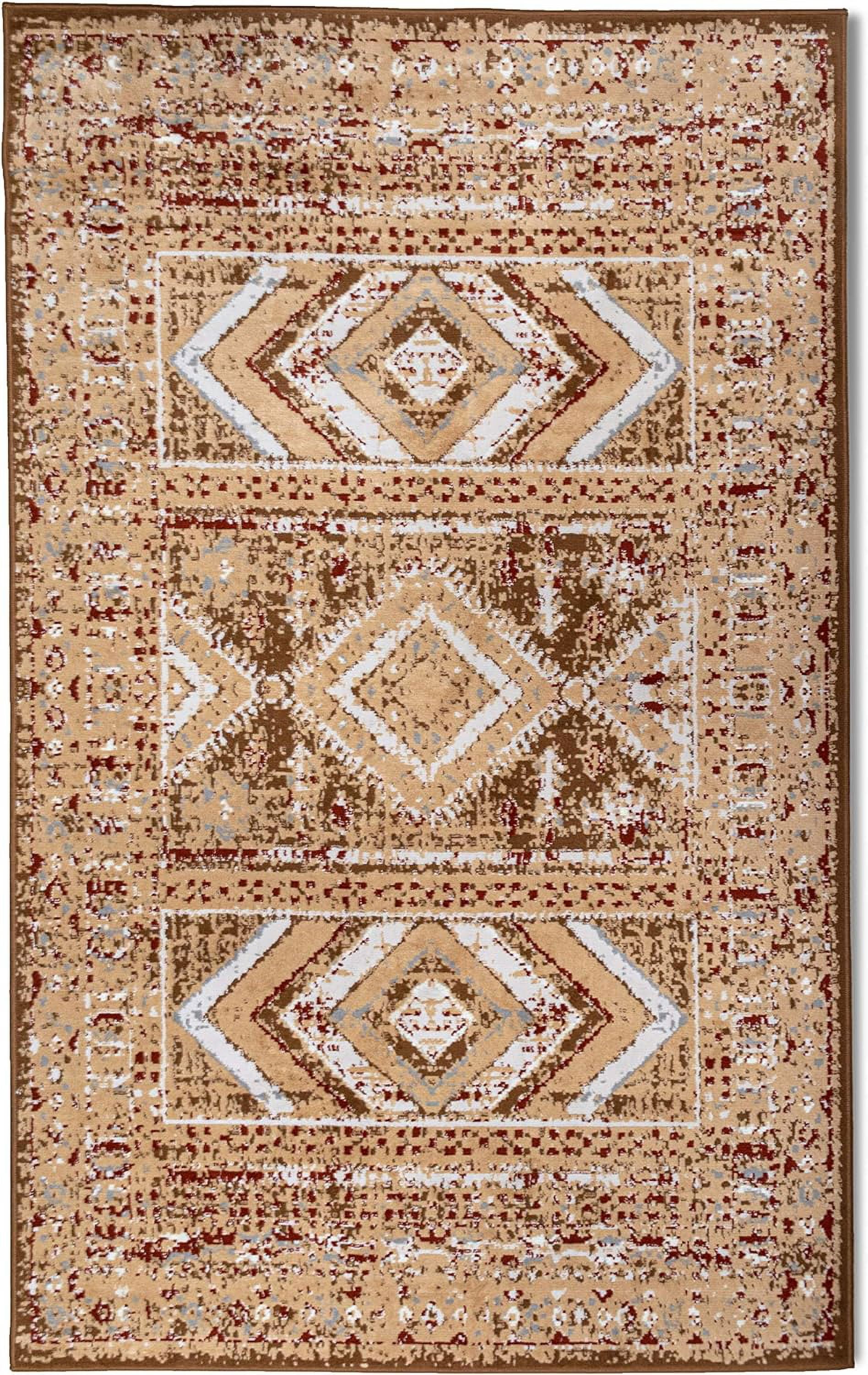 Ambient Rugs Geometric Print Rug - 5 ft. x 8 ft., Gold, Trible Rug with ...