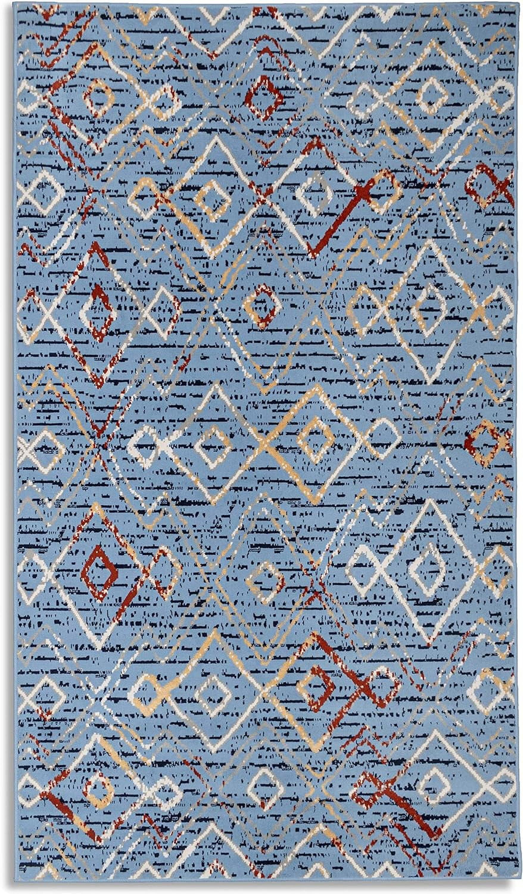 Ambient Rugs Geometric Print Rug - 5 ft. x 8 ft., Light Blue, Moroccan ...