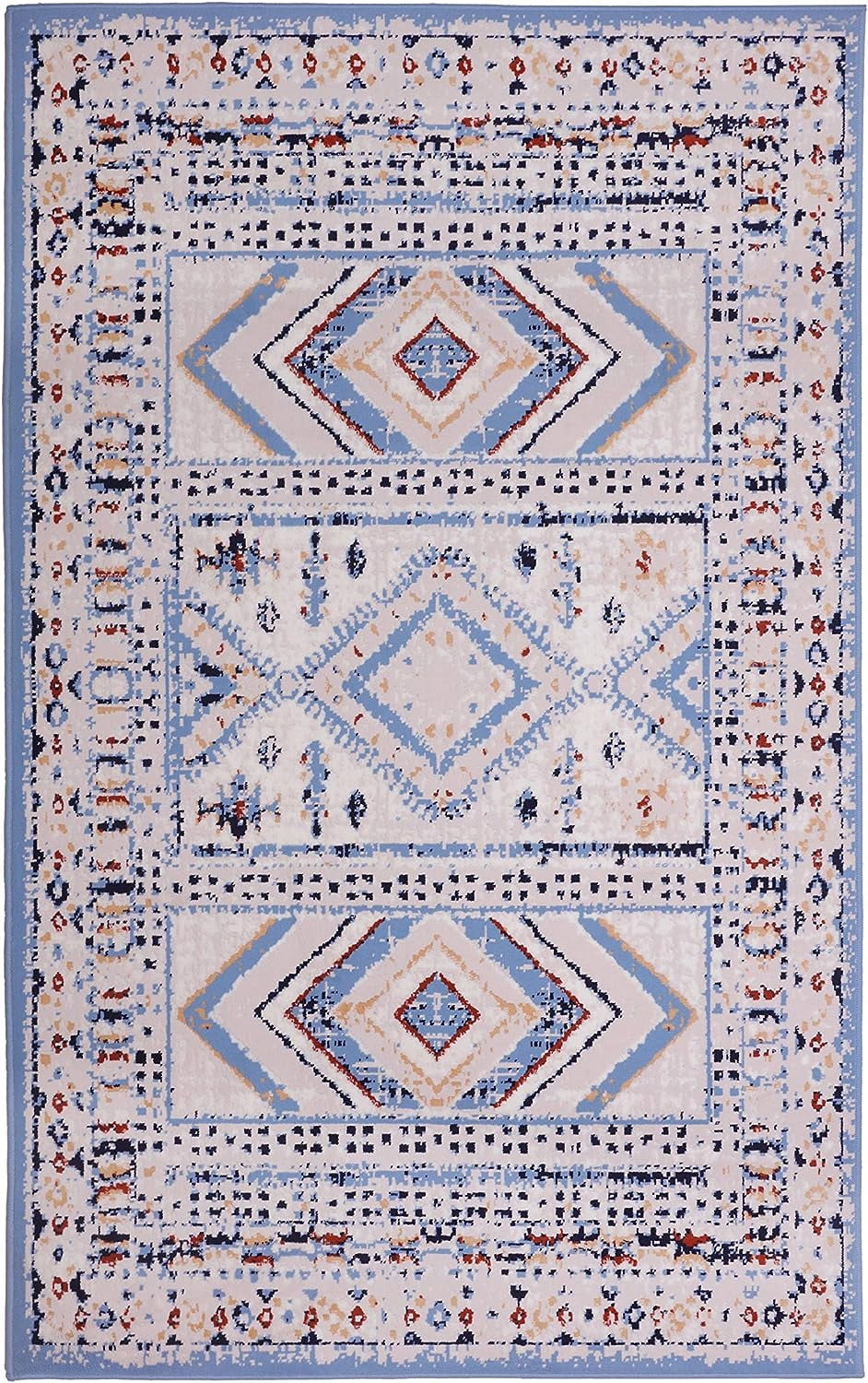 Ambient Rugs Geometric Print Rug - 5 ft. x 8 ft., Light Blue, Trible ...