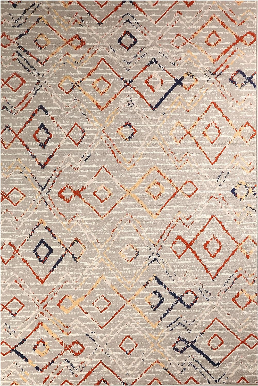 Ambient Rugs Geometric Print Rug - 5 ft. x 8 ft., Light Grey, Moroccan ...