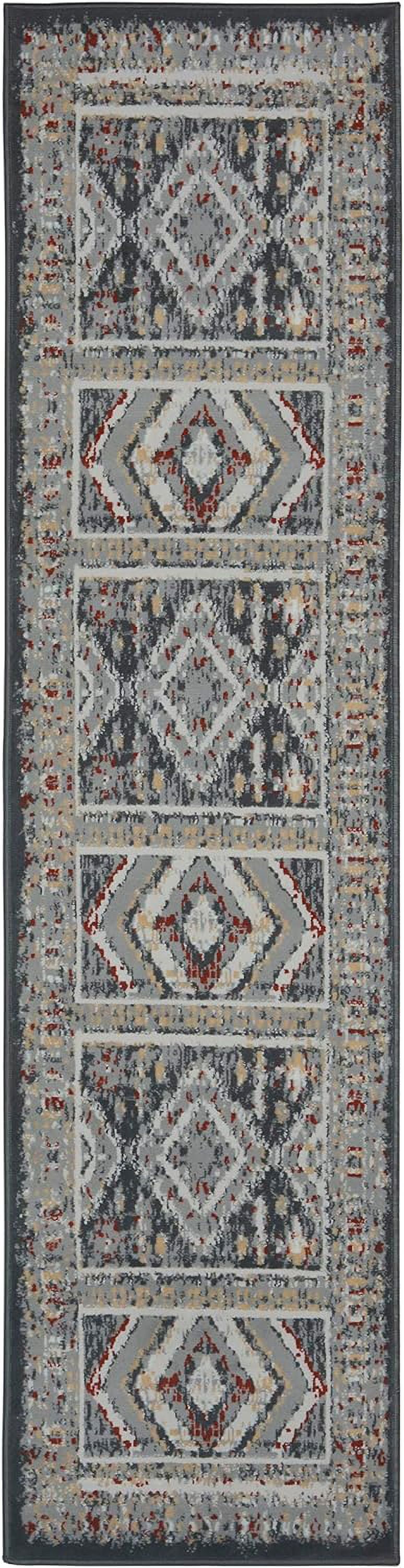 Ambient Rugs Geometric Print Runner Rug - 2 ft. x 8 ft., Dark Grey ...