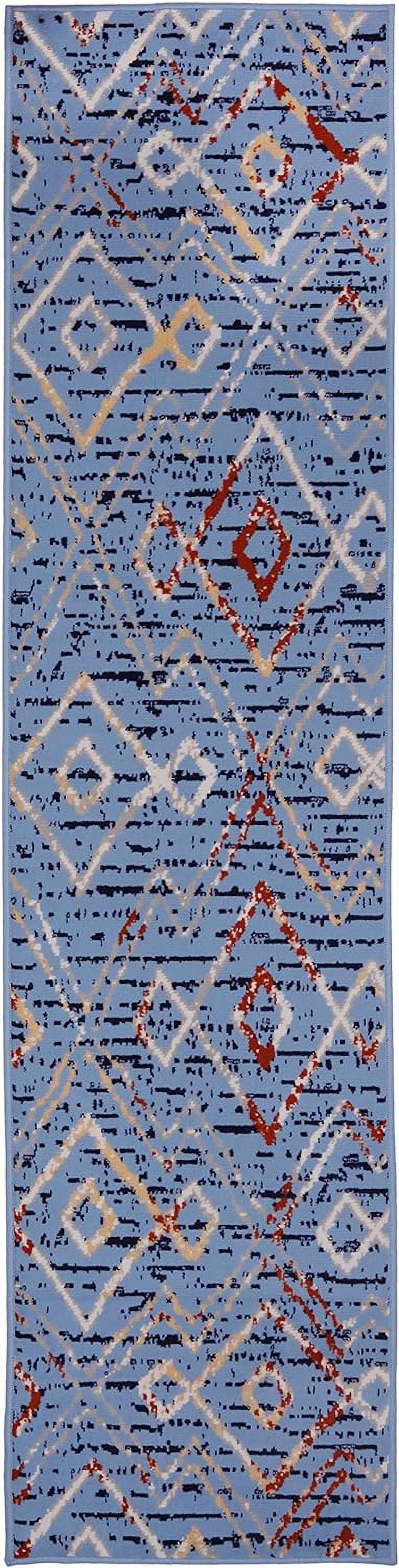 Ambient Rugs Geometric Print Runner Rug - 2 ft. x 8 ft., Light Blue ...