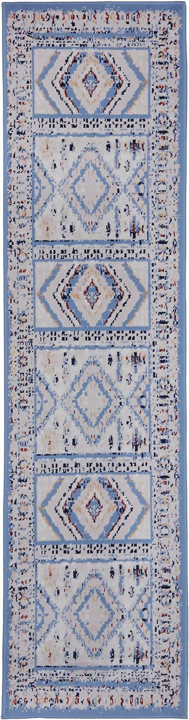 Ambient Rugs Geometric Print Runner Rug - 2 ft. x 8 ft., Light Blue ...