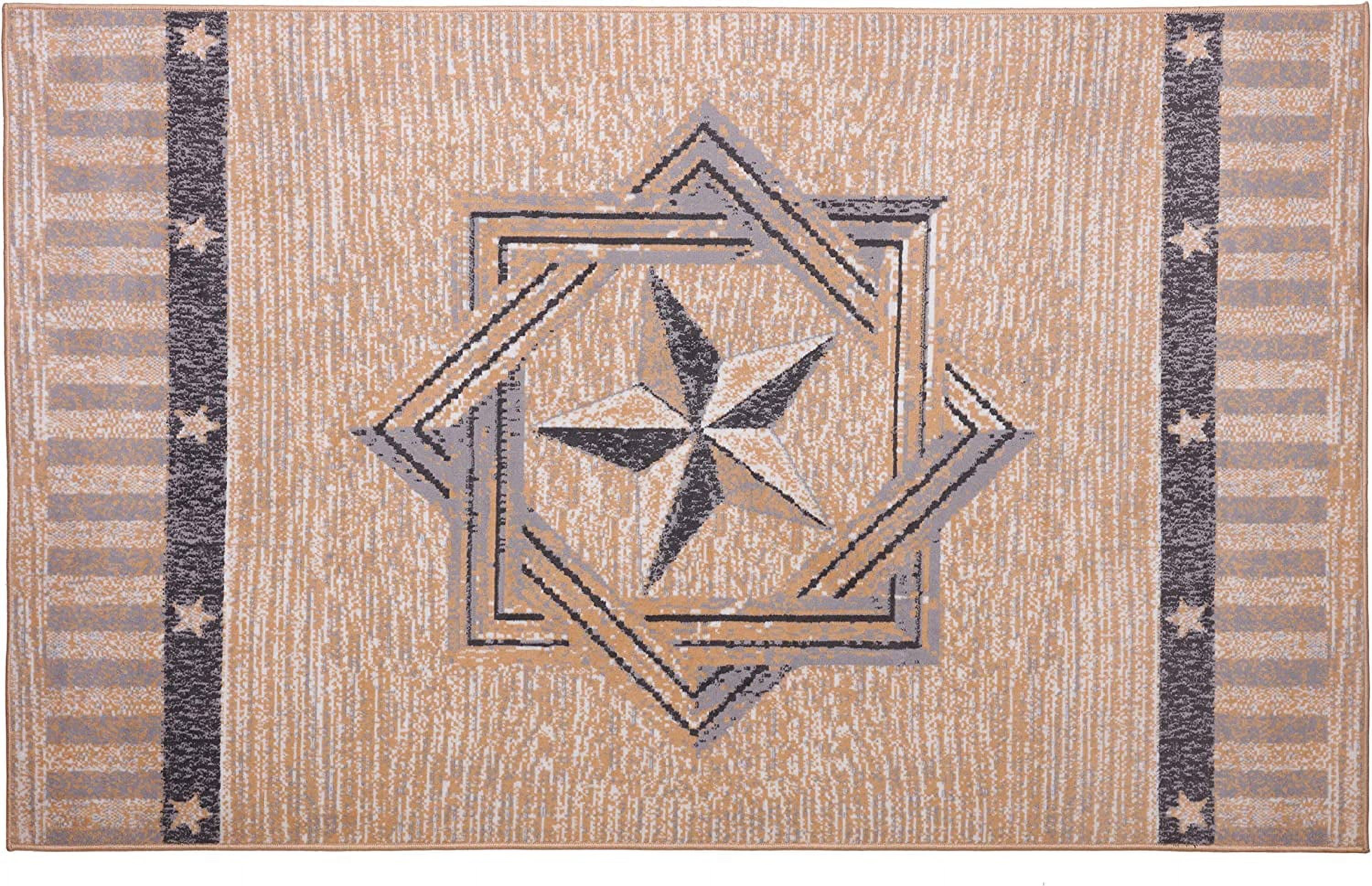 Ambient Rugs Texas Star Rug - 3 ft. 5 in. x 5 ft. 6 in., Beige Rustic ...