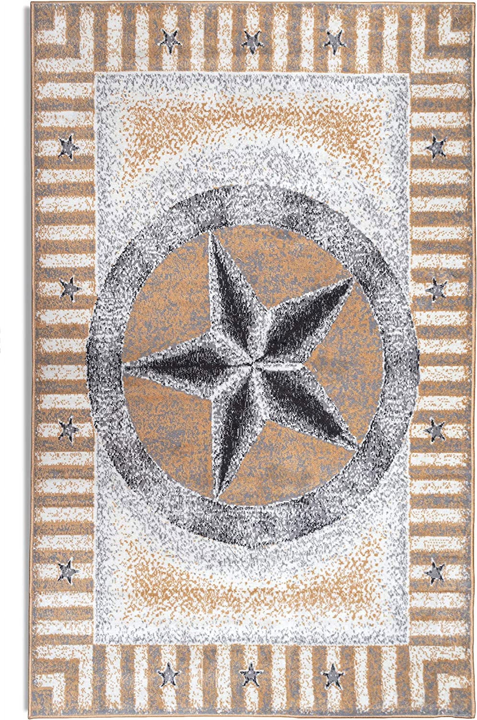 Ambient Rugs Texas Star Rug - 5 ft. x 8 ft., Beige Rustic, Novelty Lone ...