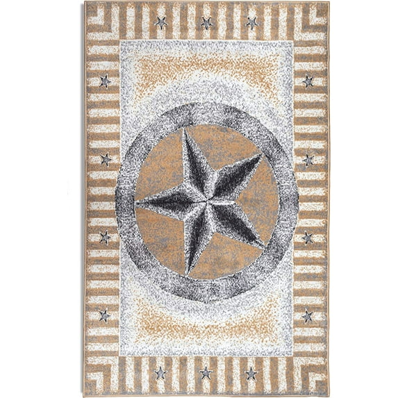 Ambient Rugs Texas Star Rug - 5 ft. x 8 ft., Beige Rustic, Novelty Lone ...