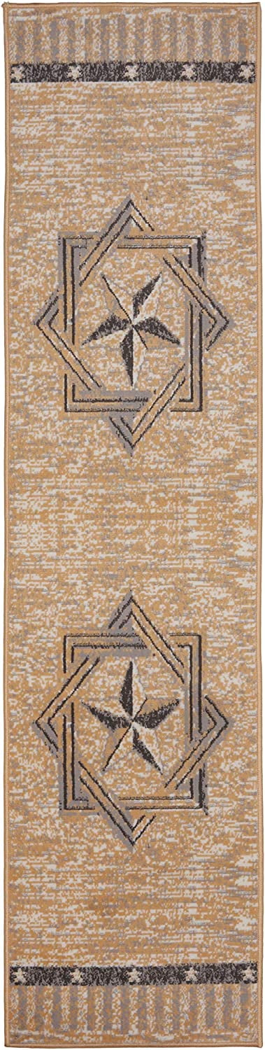 Ambient Rugs Texas Star Runner Rug - 2 ft. x 8 ft., Beige Rustic ...