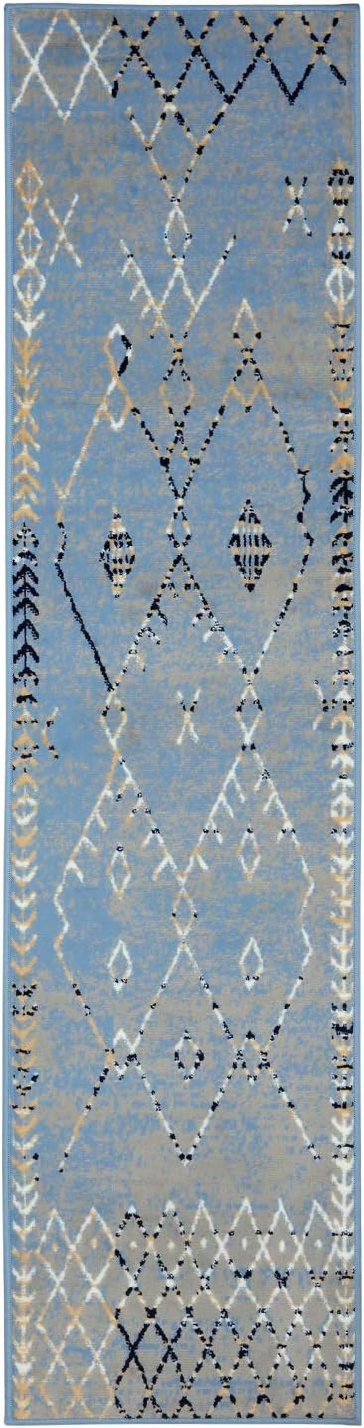 Ambient Rugs Trellis Pattern Runner Rug - 2 ft. x 8 ft., Light Blue ...