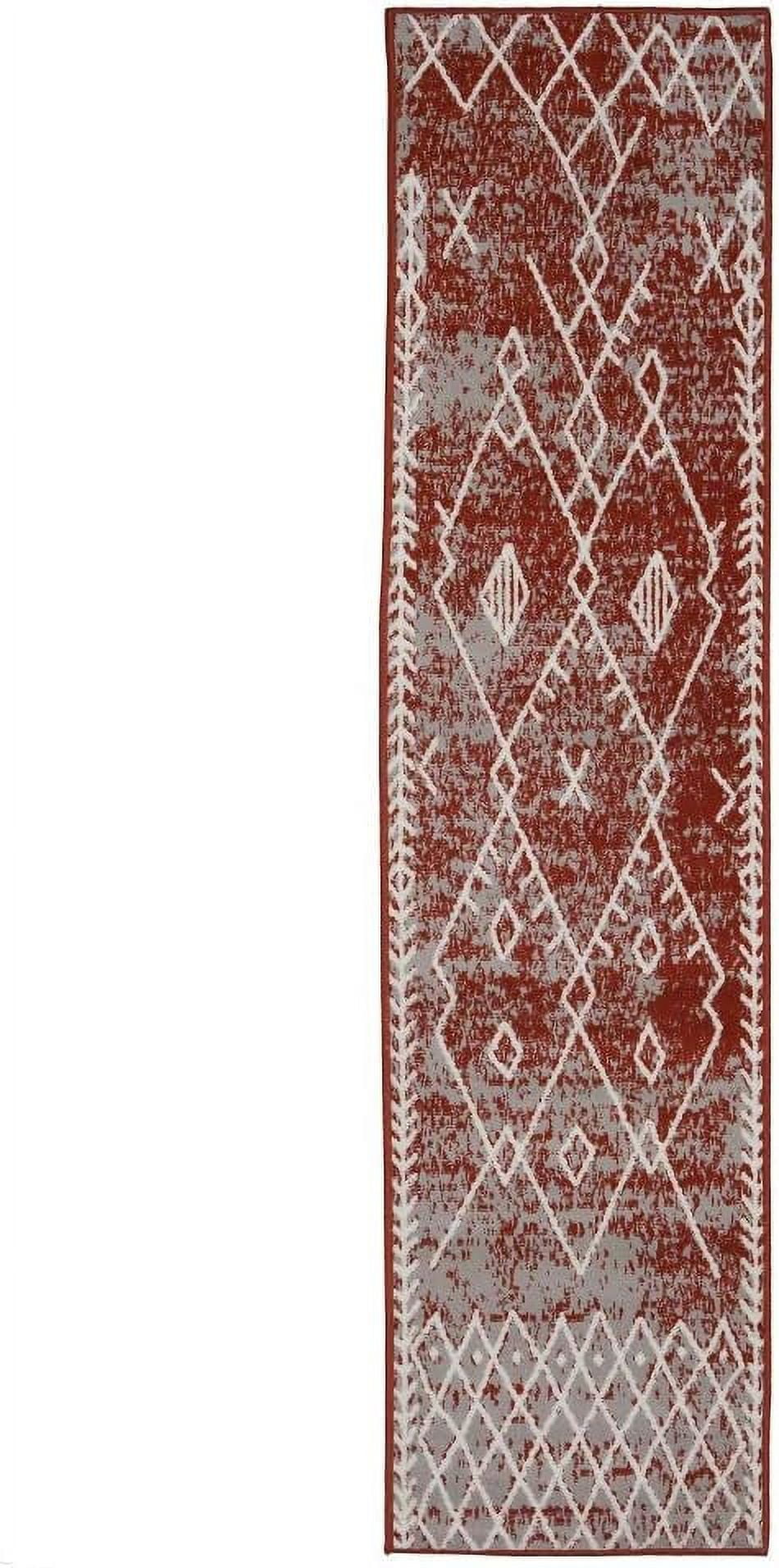 Ambient Rugs Trellis Pattern Runner Rug - 2 ft. x 8 ft., Rust, Bohemian ...