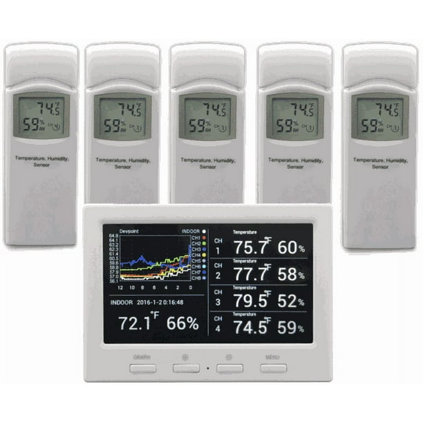 Ambient Weather WS-3000-X5 Wireless Thermo-Hygrometer with Logging ...