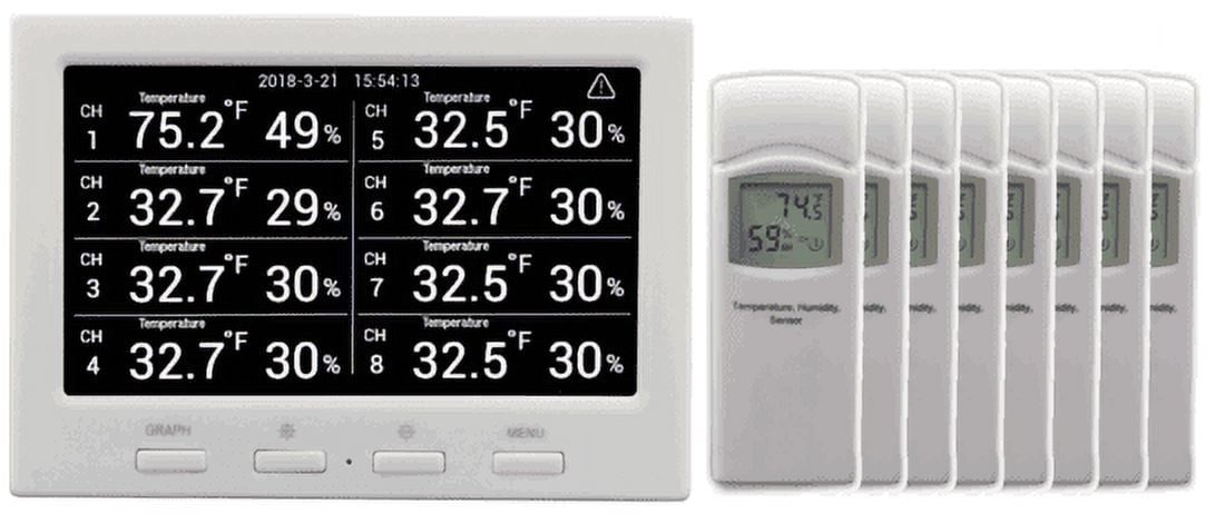 Ambient Weather WS-3000-X8, Wireless Thermo-Hygrometer, 8 Sensor, Radio ...
