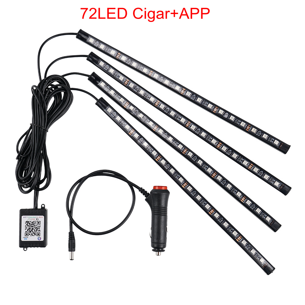 Ambient led strip light kit for car neon foot light with remote app ...