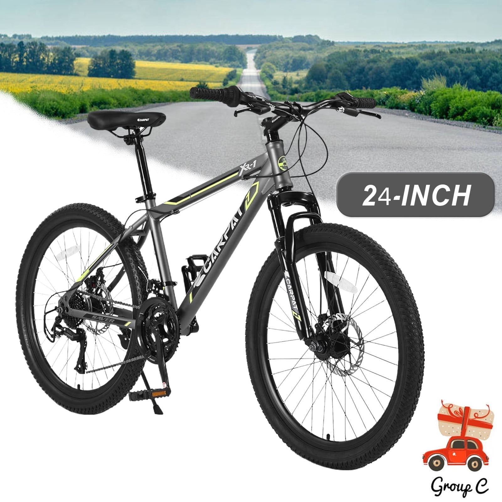 Ambifirner 24 Inch Youth Mountain Bike - Steel Frame, Shimano 21 Speed ...