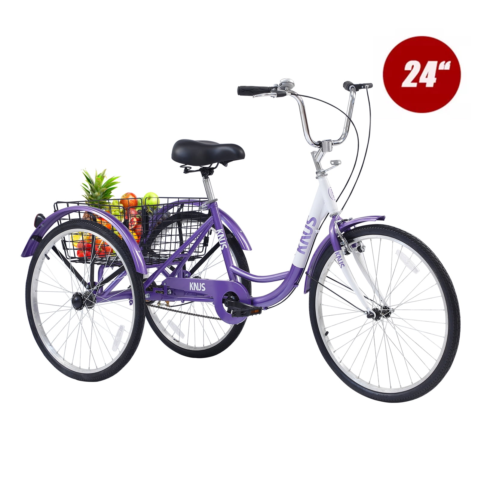 Ambifirner Adult Tricycle Trikes,3-Wheel Bikes,24 Inch Wheels Cruiser ...