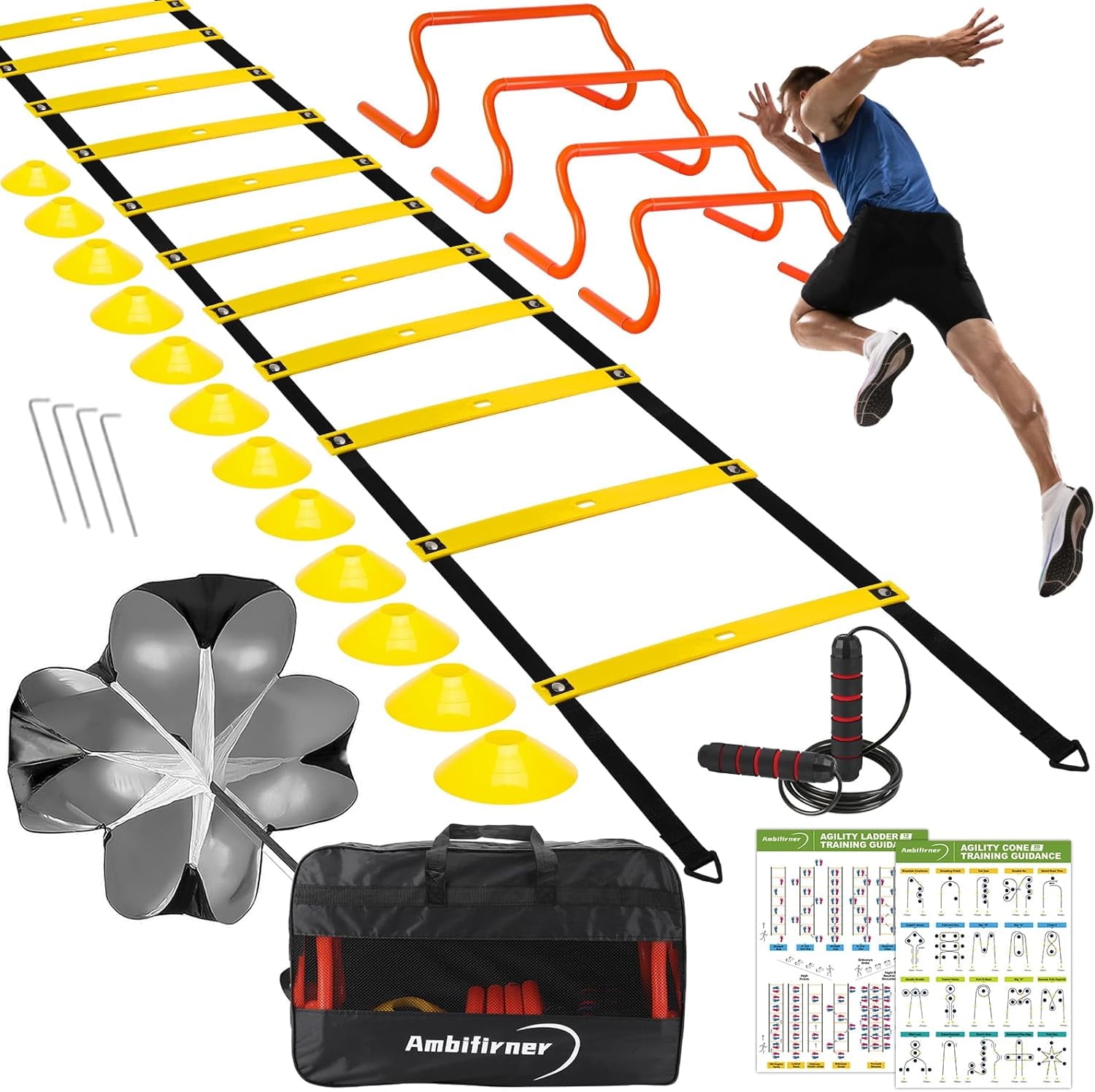 Ambifirner Agility Ladder Training Equipment Set - Agility Ladder(12 ...