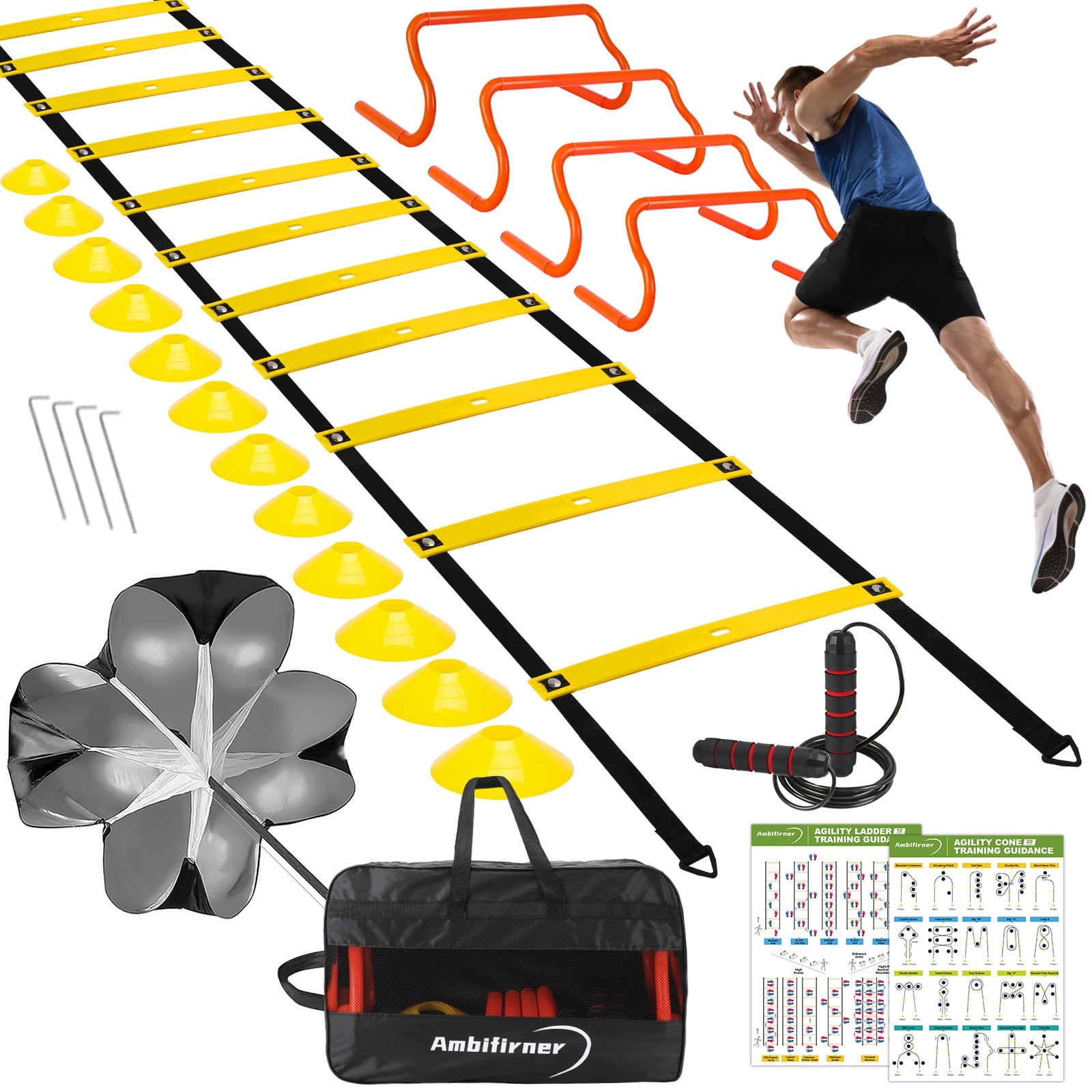 Ambifirner Athletic Trainer Kit - Agility Ladder, Speed Hurdles ...