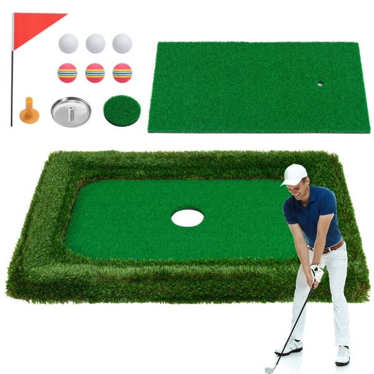 Ambifirner Floating Golf Green Mat 37.5"x25.5" with 6 Dual-Color Balls & Accessories - Premium ...