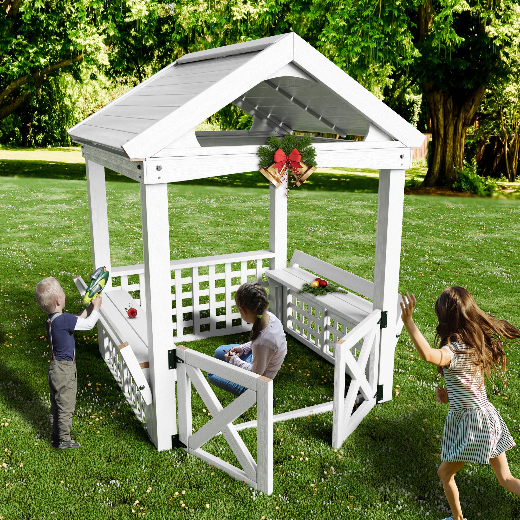 Ambifirner Playhouse Outdoor - White Cedar Wood Kids OOutdoorPlayhouse ...