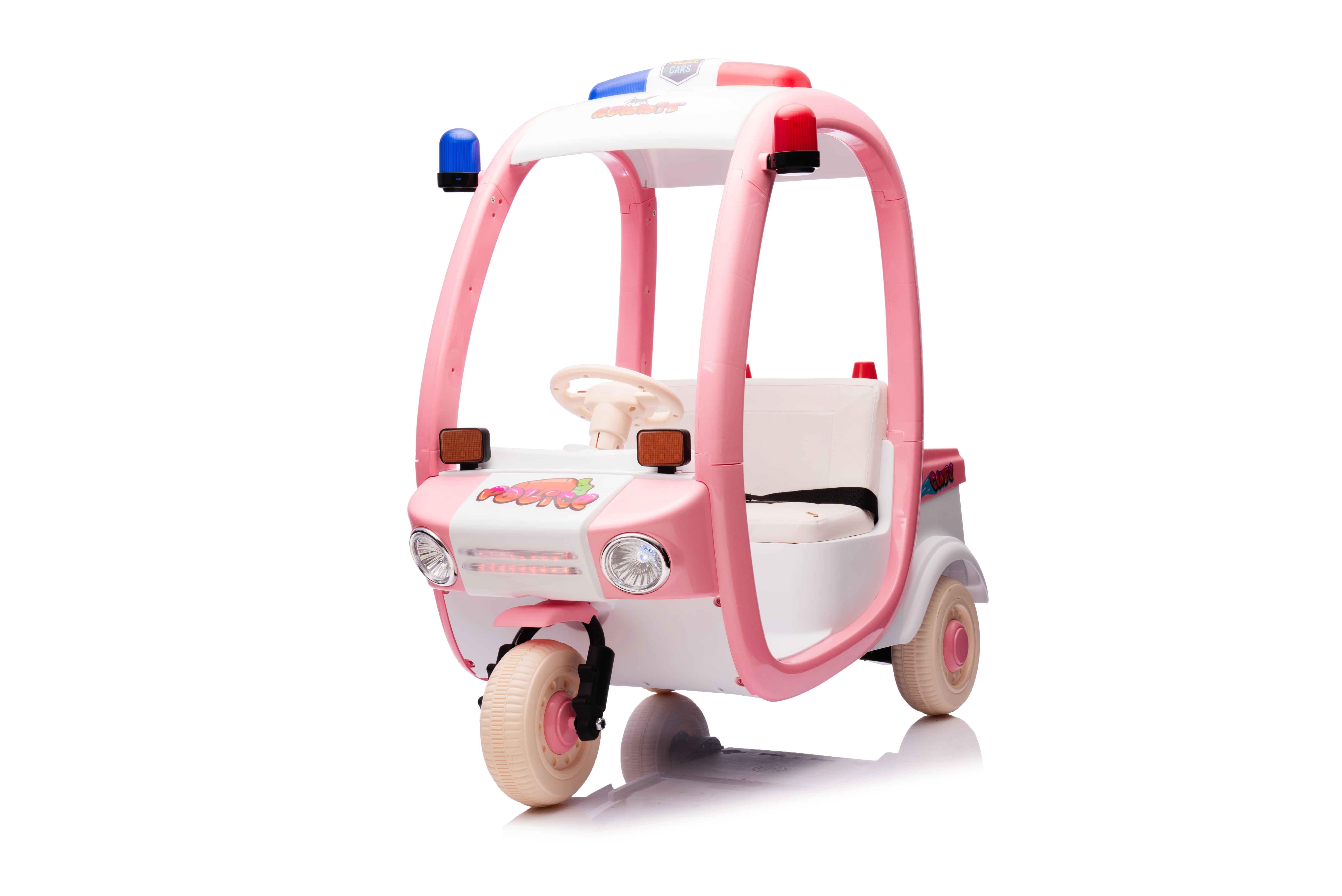 Ambifirner Police Car Ride on for Kids 12V7A Battery Powered 2WD Three ...