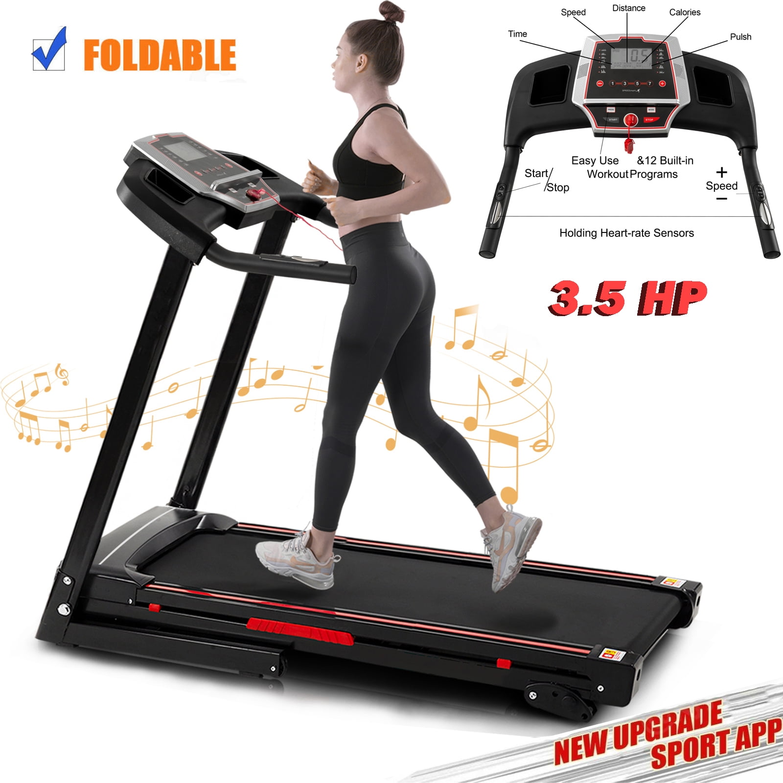 Ambifirner Treadmill with Incline 2.5HP 12KM/H Electric Treadmill for ...