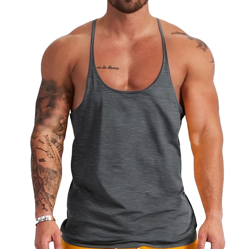 Ambiloof Men's Bodybuilding Stringer Tank Tops Y-Back Gym Fitness ...
