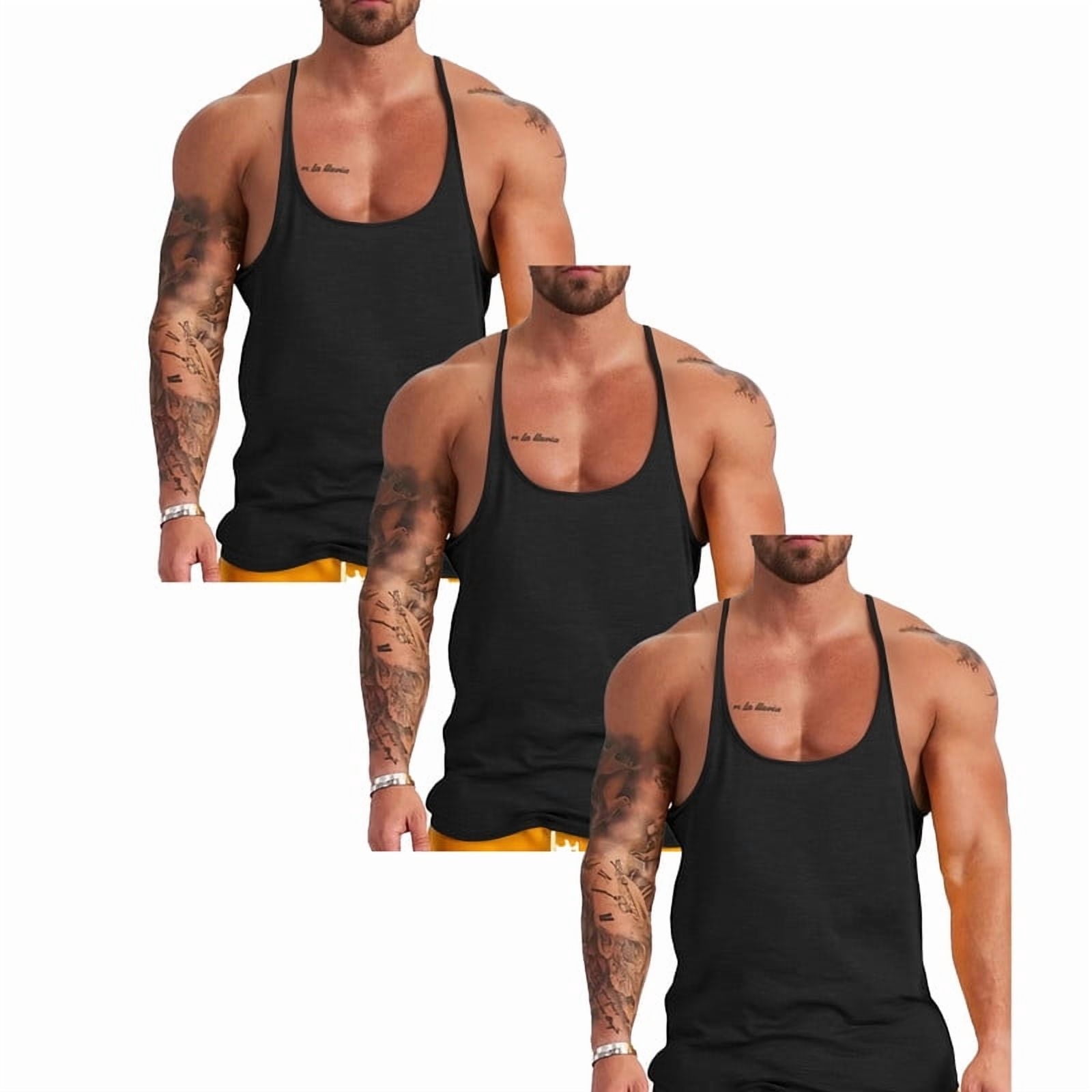 Ambiloof Men's Bodybuilding Stringer Tank Tops Y-Back Gym Fitness ...