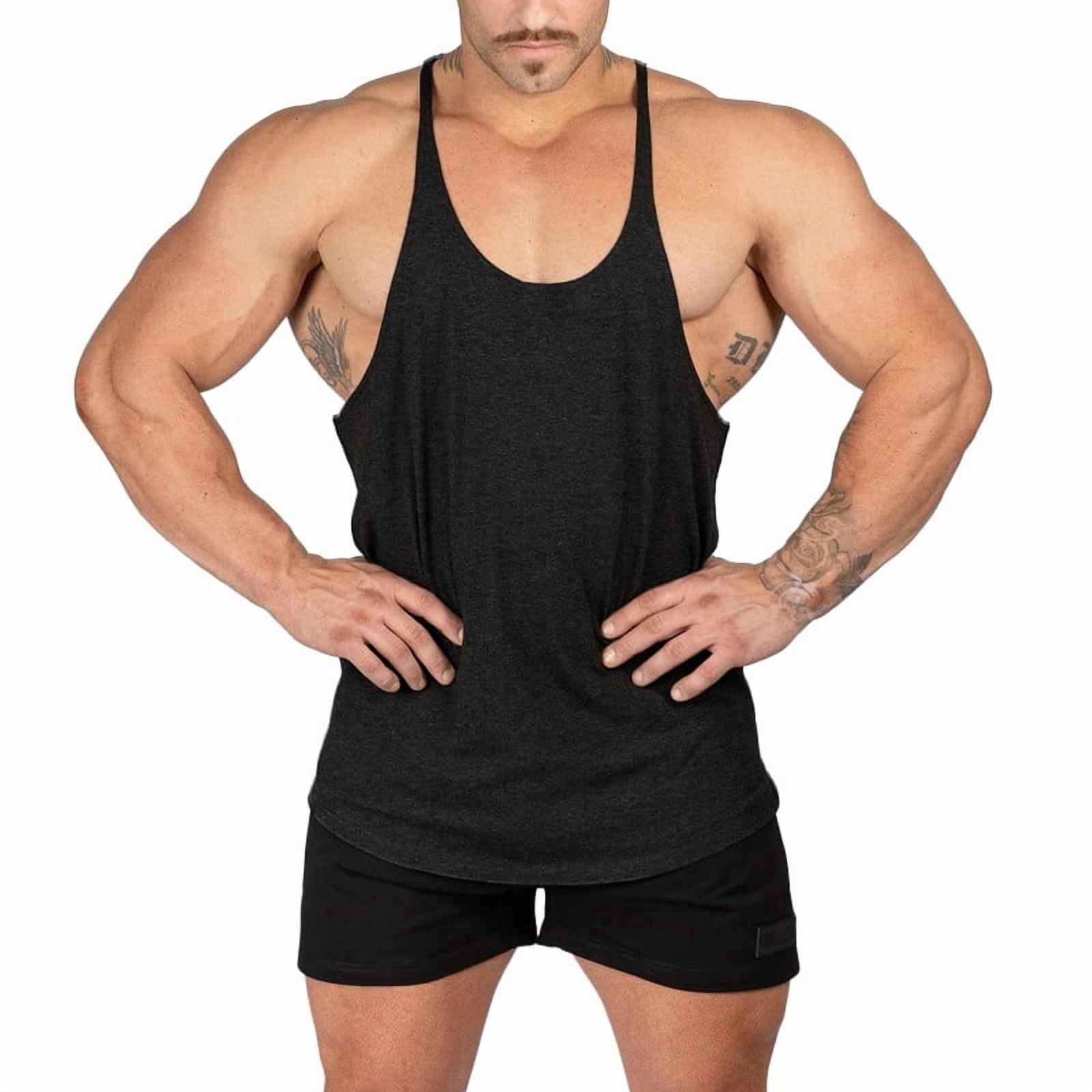 Ambiloof Men's Bodybuilding Vest Y-Type Vest Gym Fitness Exercise ...