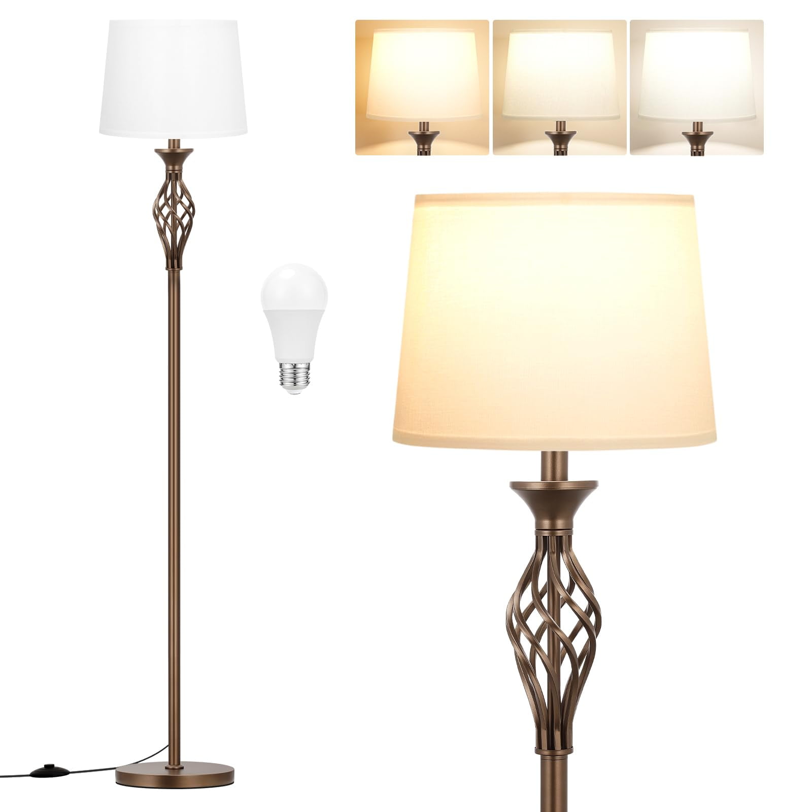 Ambimall Floor Lamps for Living Room - 3 Color Temperature Standing ...