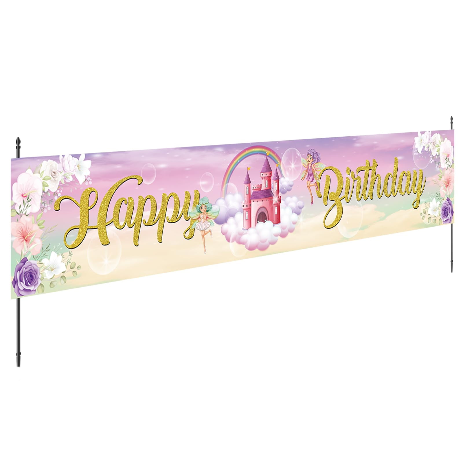 Ambishi Happy Birthday Yard Sign Banner - Pink Birthday Party ...