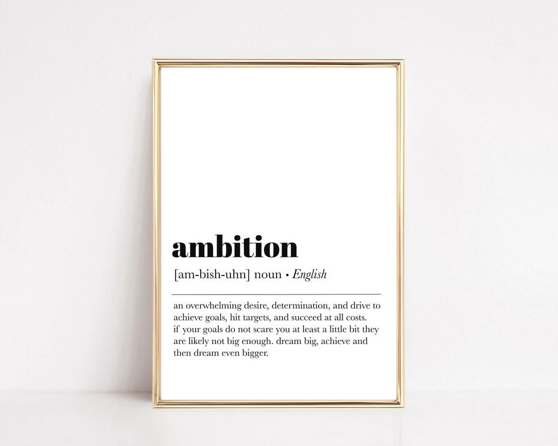 Ambition Definition Home Office Wall Art Inspirational Quote Prints ...