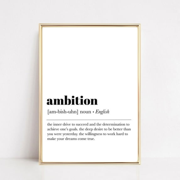 Ambition Definition Print, Office Wall Art, Entrepreneur Gift, Home ...