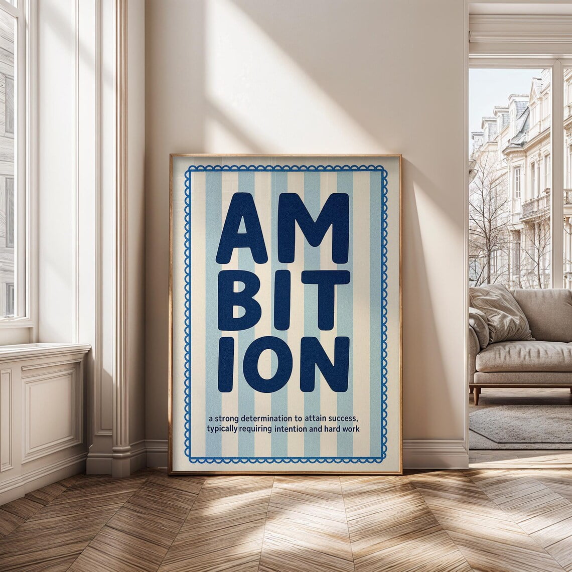 Ambition Motivational Wall Art Poster, Success Quote Poster, Office ...