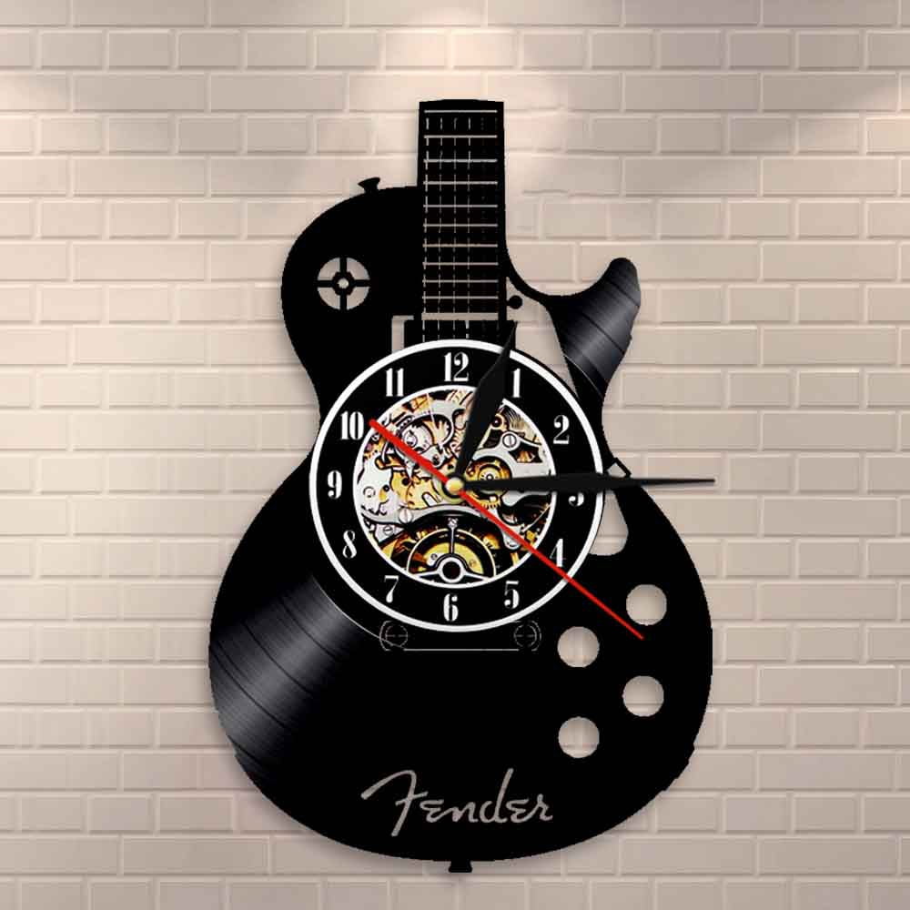 Amblelife Acoustic Guitar Wall Art Wall Clock Musical Instrument Home ...