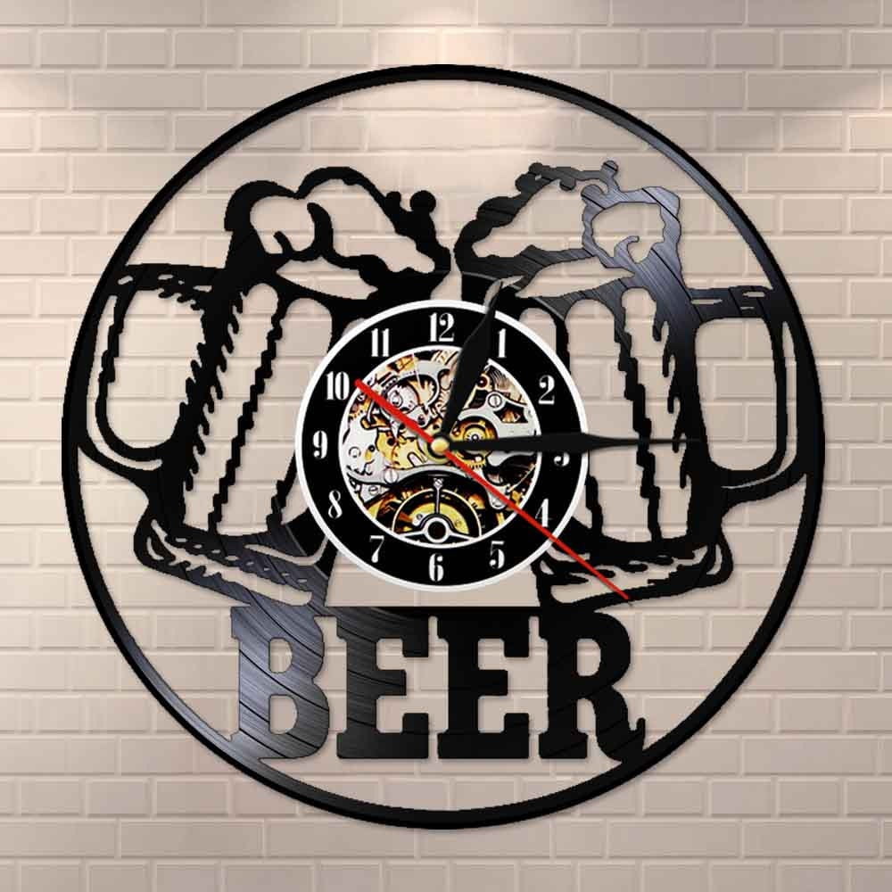 Amblelife Beer Bar Wall Decor Modern Clock Drinking Hour Pub Vinyl ...