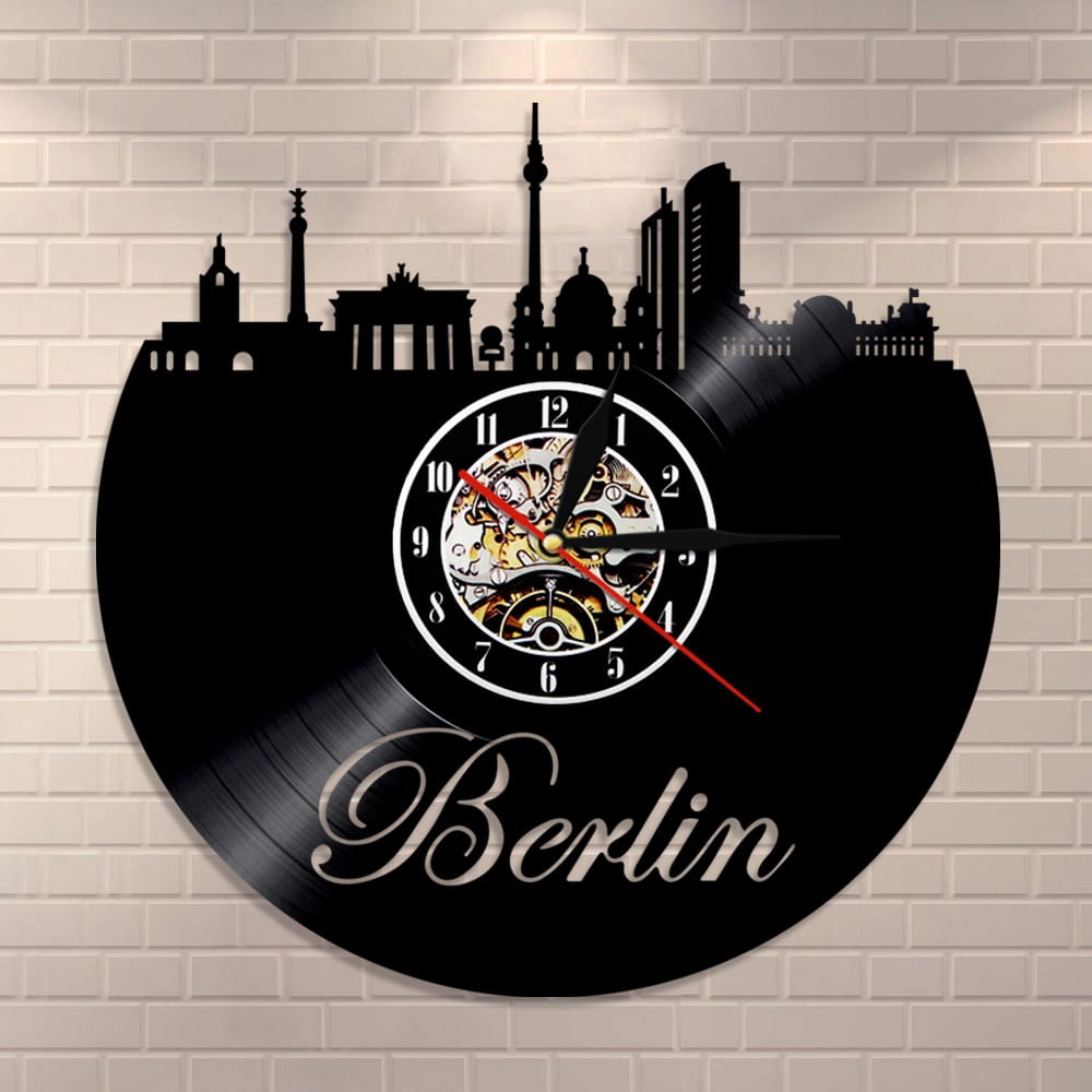 Amblelife Berlin City Skyline Wall Clock Germany Cityscape Vinyl Record ...