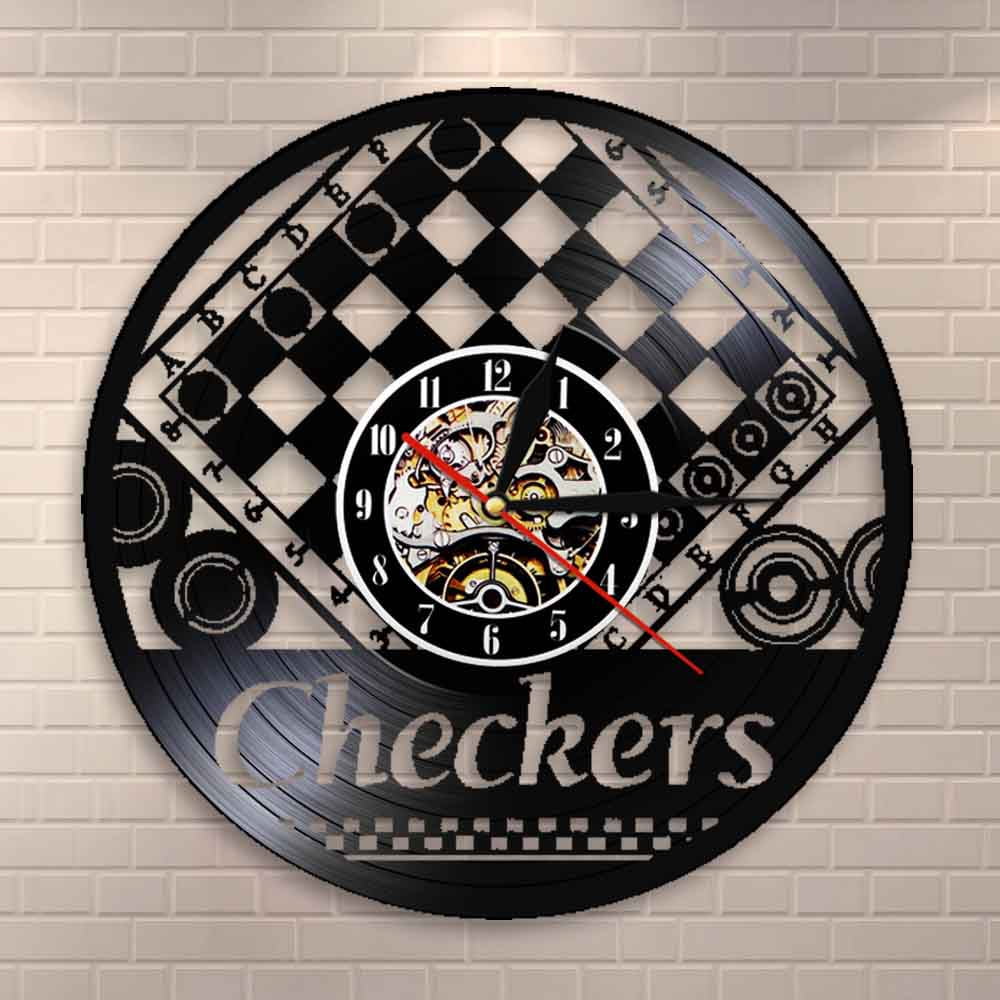 Amblelife Chess And Checkers Chess Board Wall Clock Checkers Vintage ...