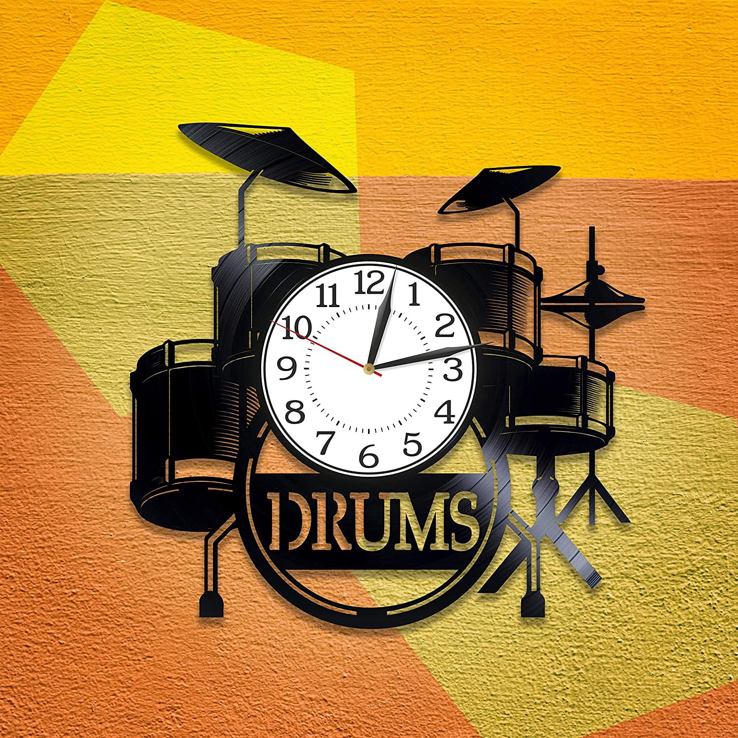 Amblelife Drums Birthday Gift Idea Musical Instrument Vinyl Clock for ...